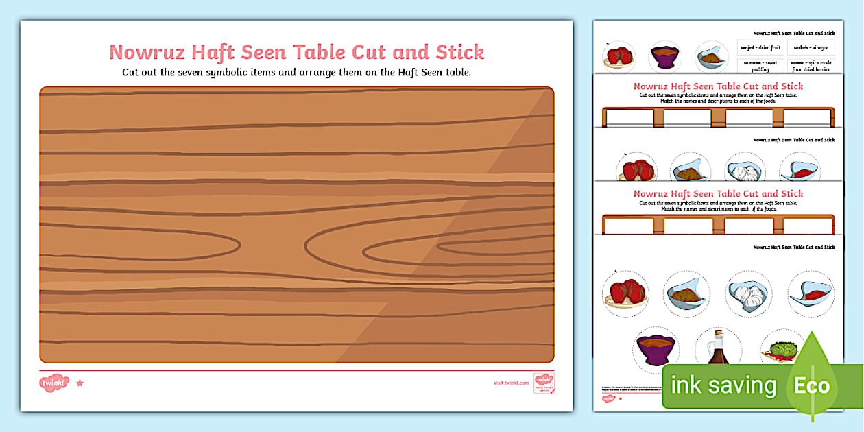 Nowruz Table Items Cut and Stick Activity | Twinkl KS1