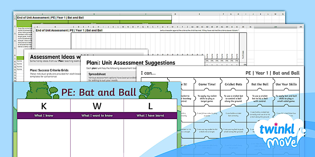 👉 Twinkl Move PE Y1 Bat and Ball Assessment Pack - Twinkl