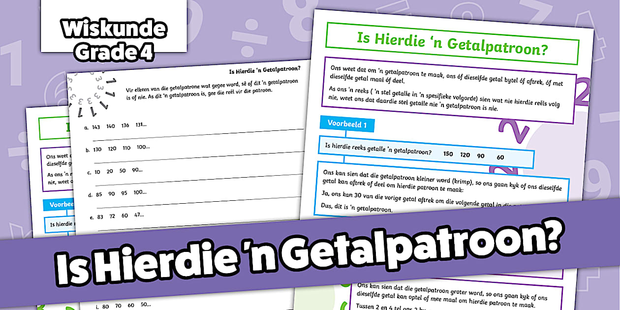 Graad 4 - Wiskunde - Kwartaal 1 - Is Hierdie 'n Getalpatroon? - Feite Lêer