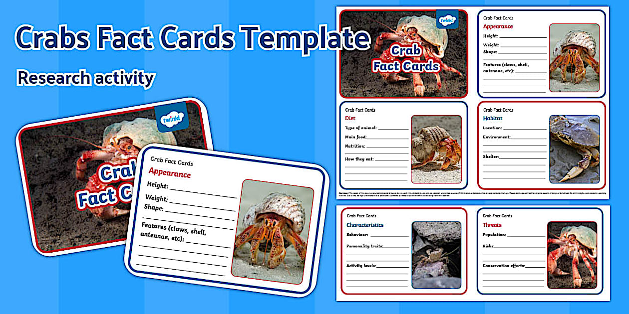 * NEW * Crabs Fact Cards Template