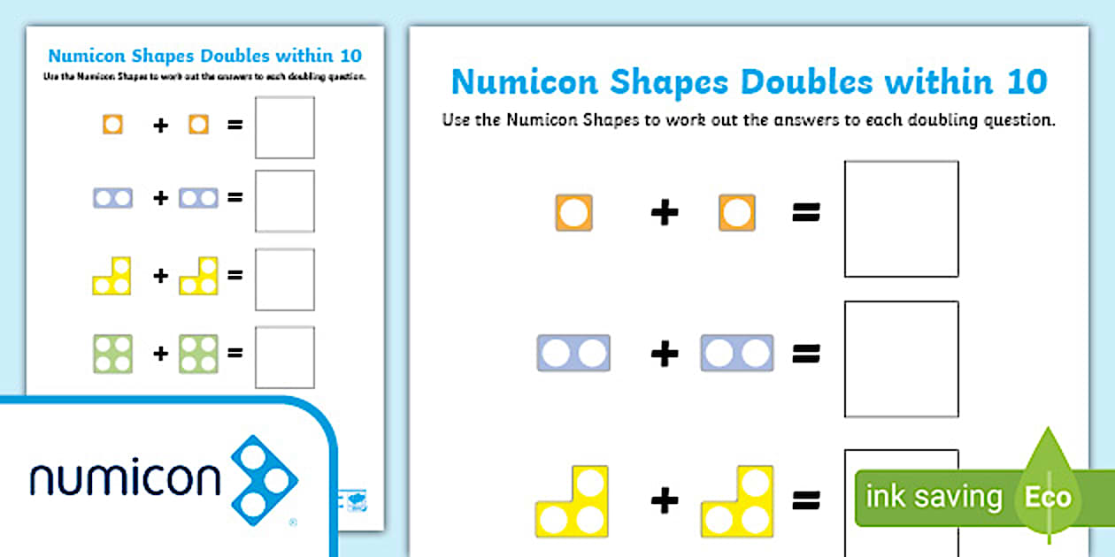 Numicon Shapes Doubles within 10 Worksheet (teacher made)