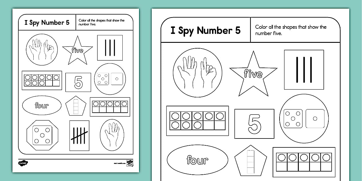 Number Sense I Spy Number 5 Activity (teacher made) - Twinkl