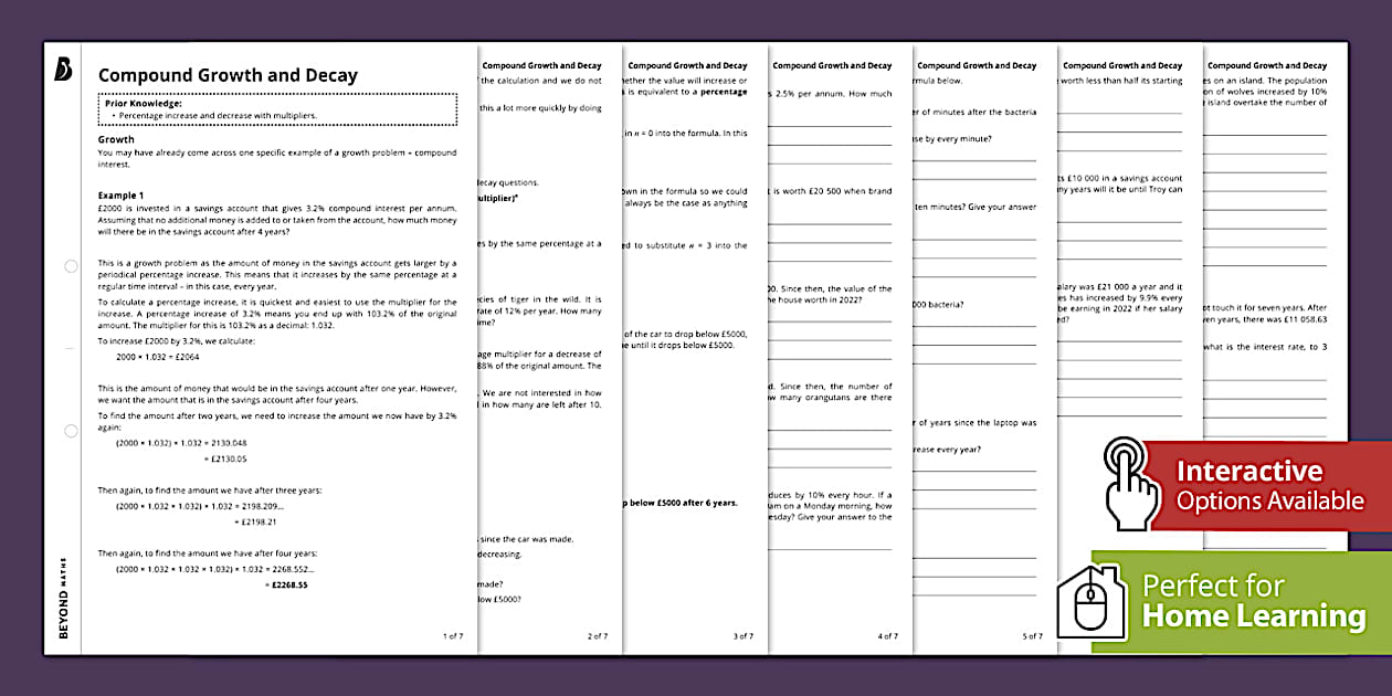 👉 Growth and Decay Walkthrough Worksheet
