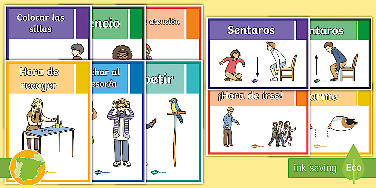 Posters: Instrucciones para comportarse en clase - Twinkl