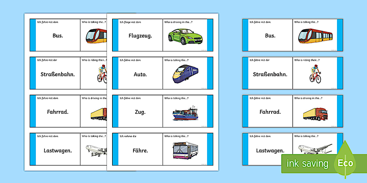 Editable Transport and Travel Loop Cards German - Twinkl