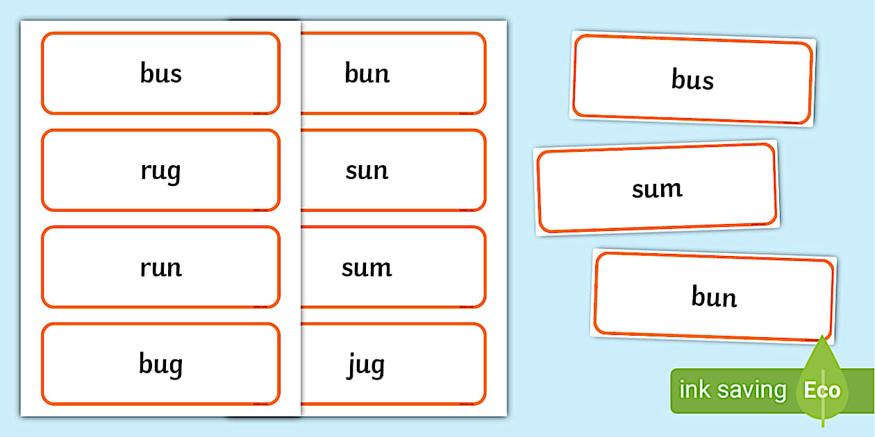 CVC u Word Cards (teacher made) - Twinkl