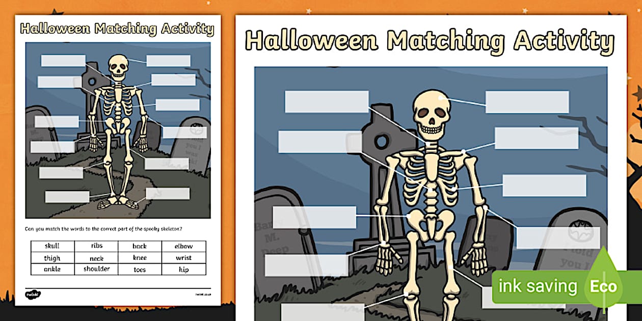 Halloween Matching Worksheet / Worksheet Skeleton - Twinkl