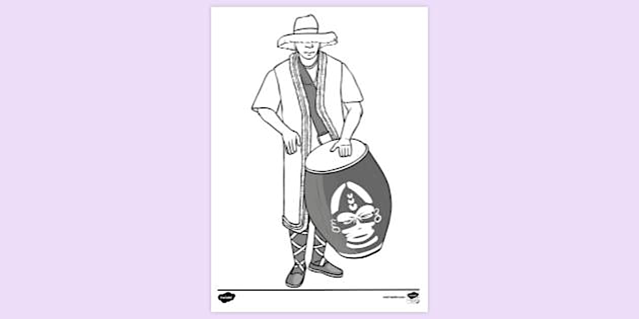 Candombe Music Drummer Colouring Sheet (teacher made)