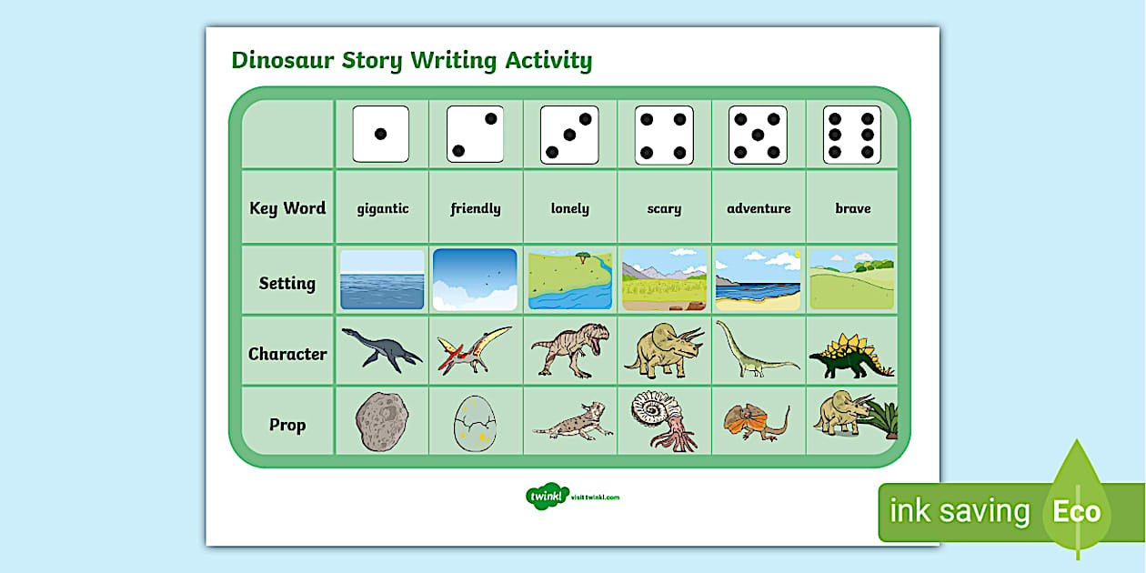 Dinosaur Story Writing Ideas Roll and Write Activity