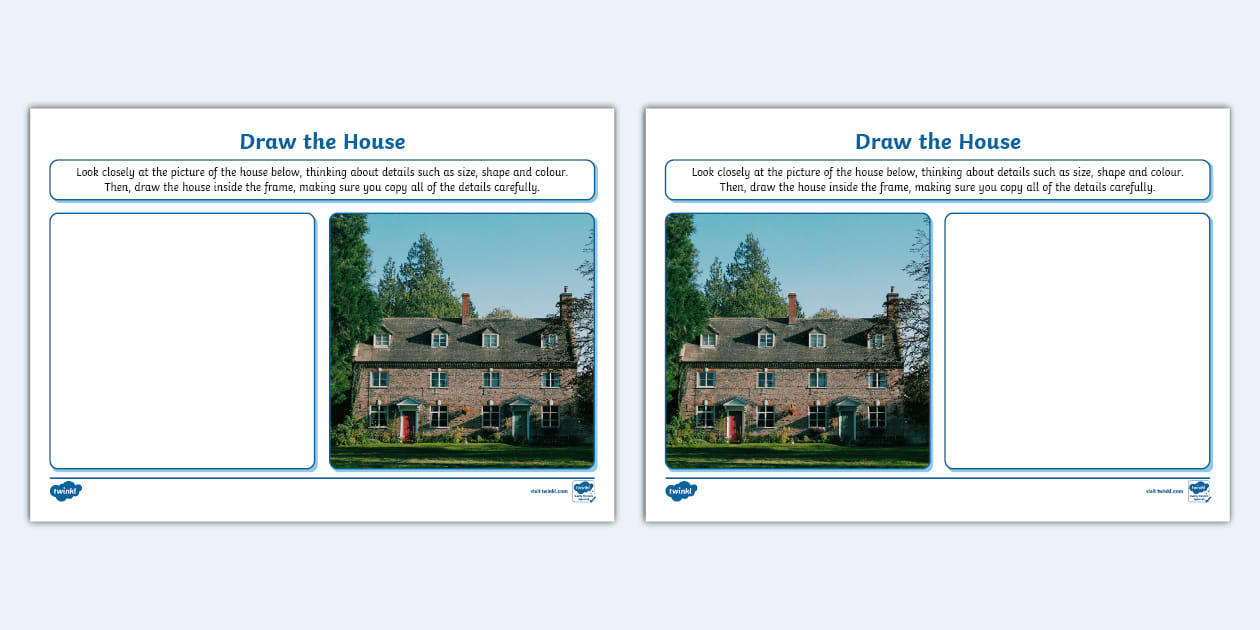 Draw the House Activity Worksheet (teacher made) - Twinkl