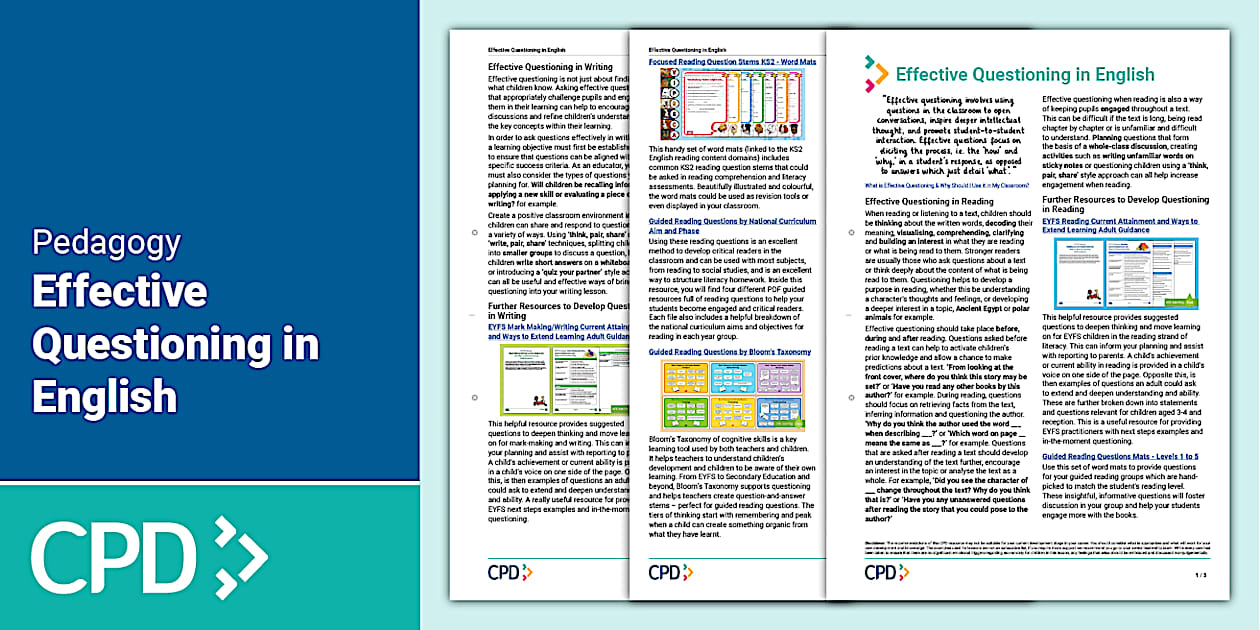 Effective Questioning in English (teacher made) - Twinkl