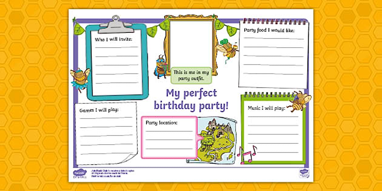 Plan the Perfect Birthday Party Activity Sheet - Twinkl