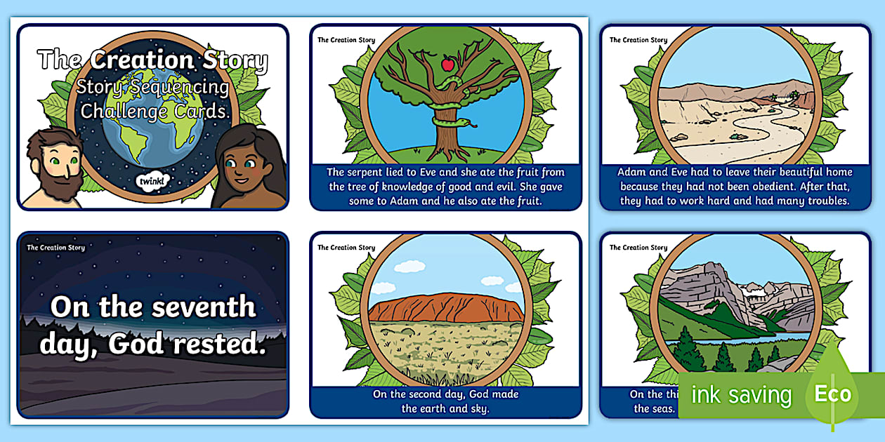 Adam and Eve Creation Story Sequencing (4 per A4) - Twinkl