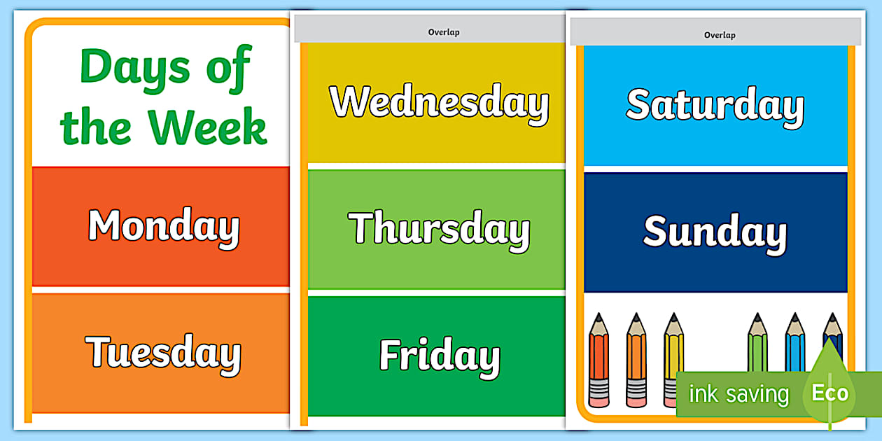 Days of the Week Display Banner - Days of the Week Display Banner