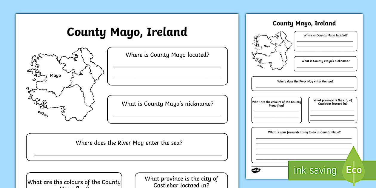 County Mayo Worksheet (Teacher-Made) - Twinkl