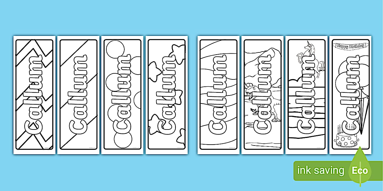 Callum Name Simple Colouring Bookmarks (teacher made)