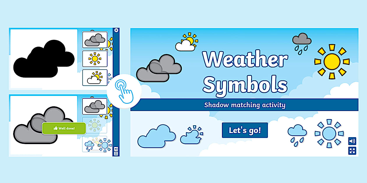 Weather Symbols Interactive Shadow Matching Game - Twinkl