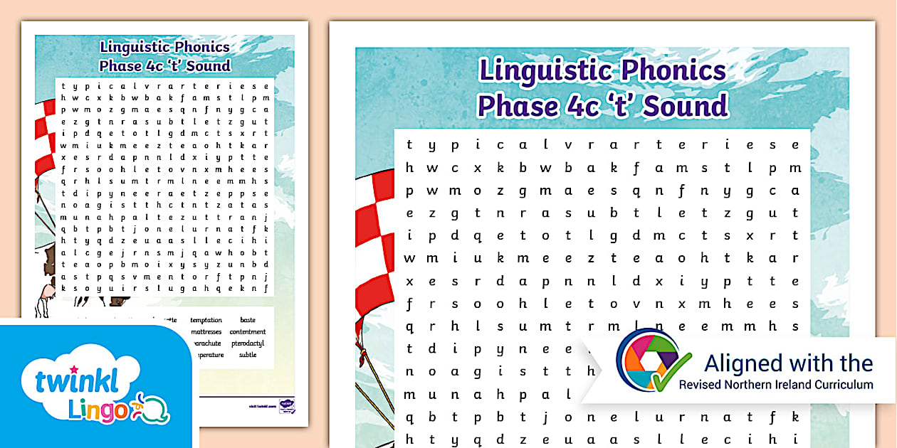 Linguistic Phonics Phase 4c 't' Sound Word Search - Twinkl