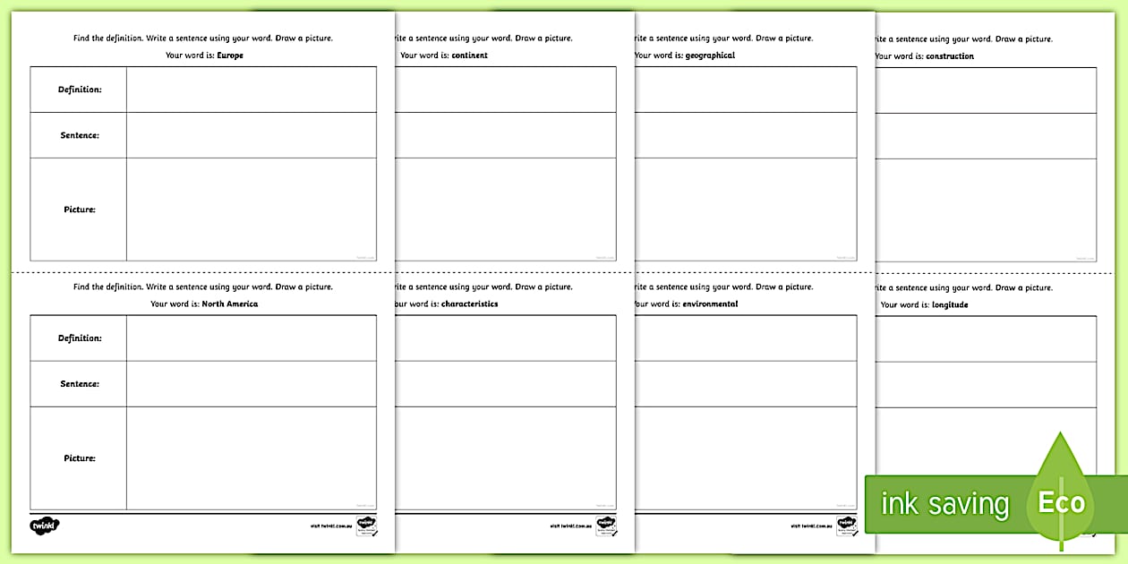 Europe and North America Word Wall Activity (teacher made)