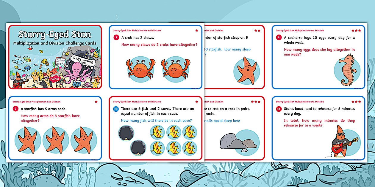 Starry-Eyed Stan Multiplication and Division Maths Challenge Cards