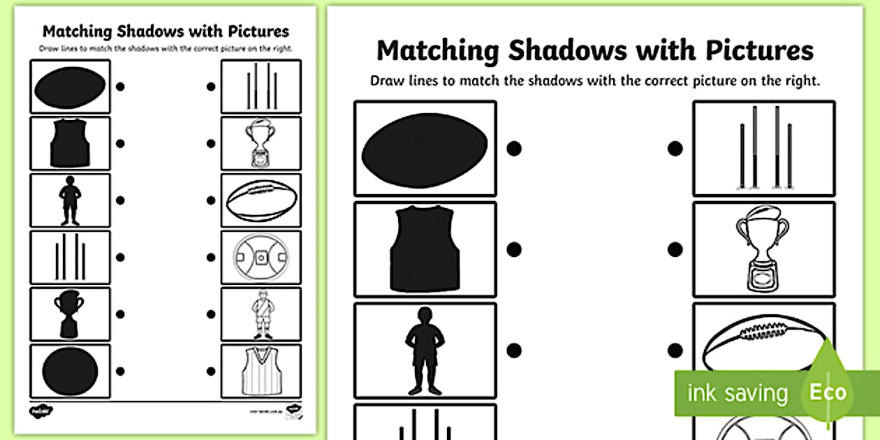 SA AFL Shadow Matching Worksheet (teacher made) - Twinkl