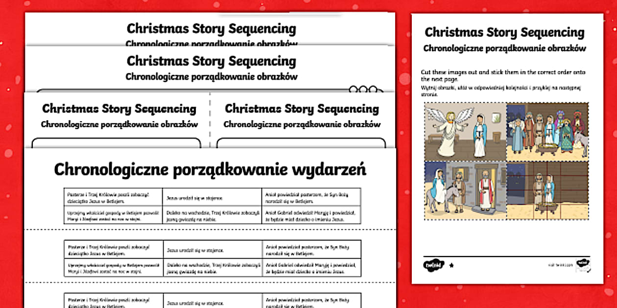Christmas Story Sequencing English/Polish (teacher made)