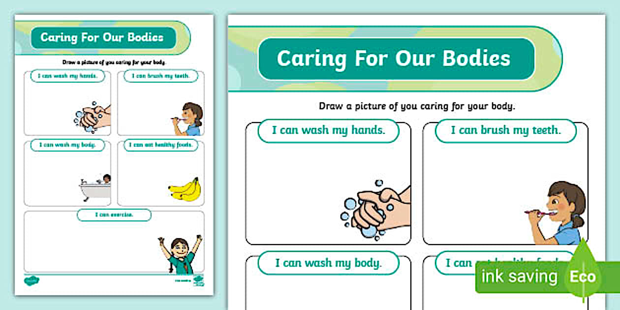 Caring For Our Bodies Activity Sheet (teacher made) - Twinkl
