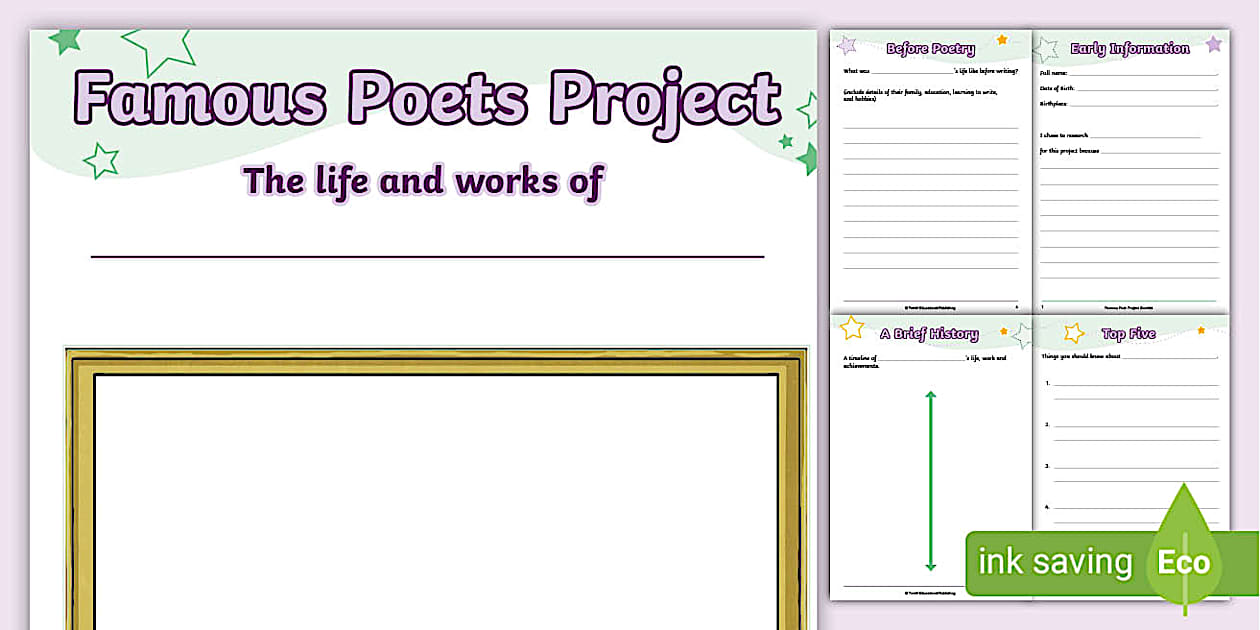 Famous Poet Research Project Activity Booklet - Twinkl