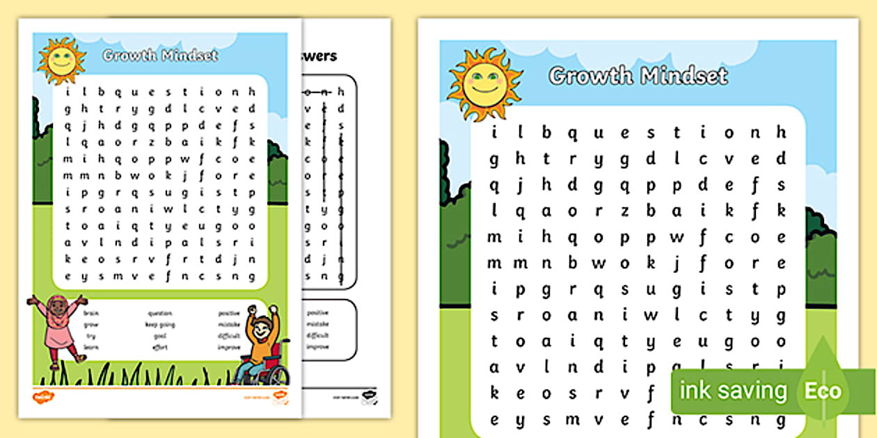 Growth Mindset Lower School Vocabulary Word Search-Australia
