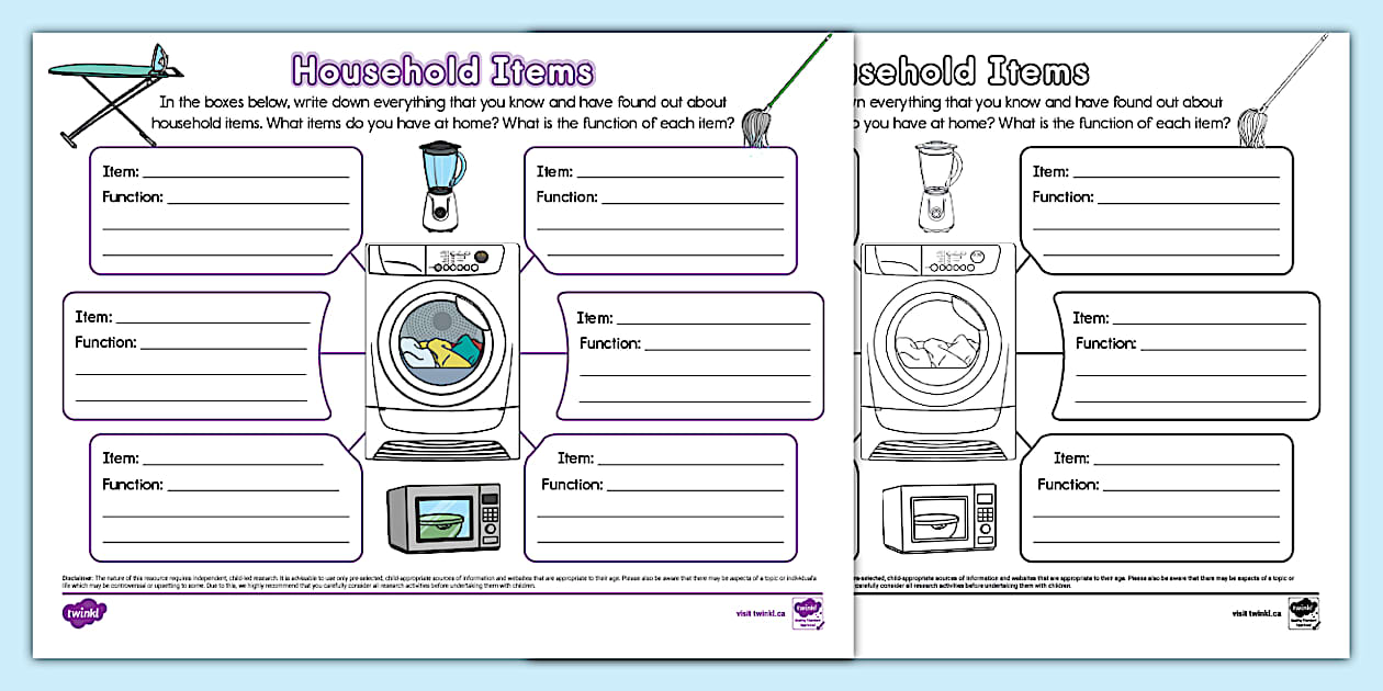 Household Items Mind Map (teacher made) - Twinkl