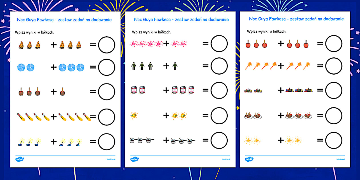 Dodawanie Fajerwerki Noc Guya Fawkesa po polsku - Twinkl