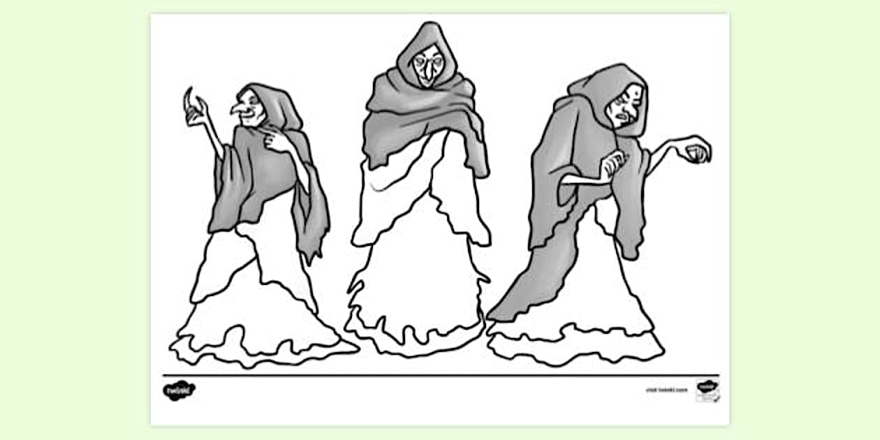 Trio of Witches Colouring Sheet - Primary Resources - Twinkl