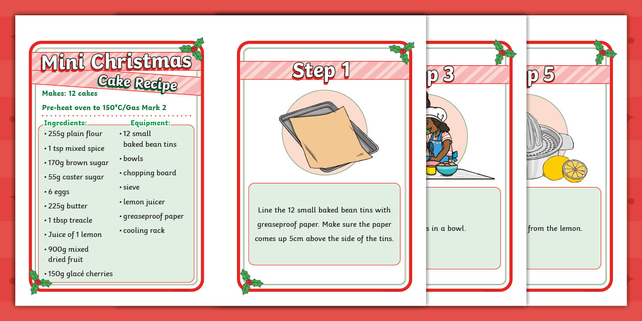 My Christmas Cake Recipe Cards (teacher made) - Twinkl