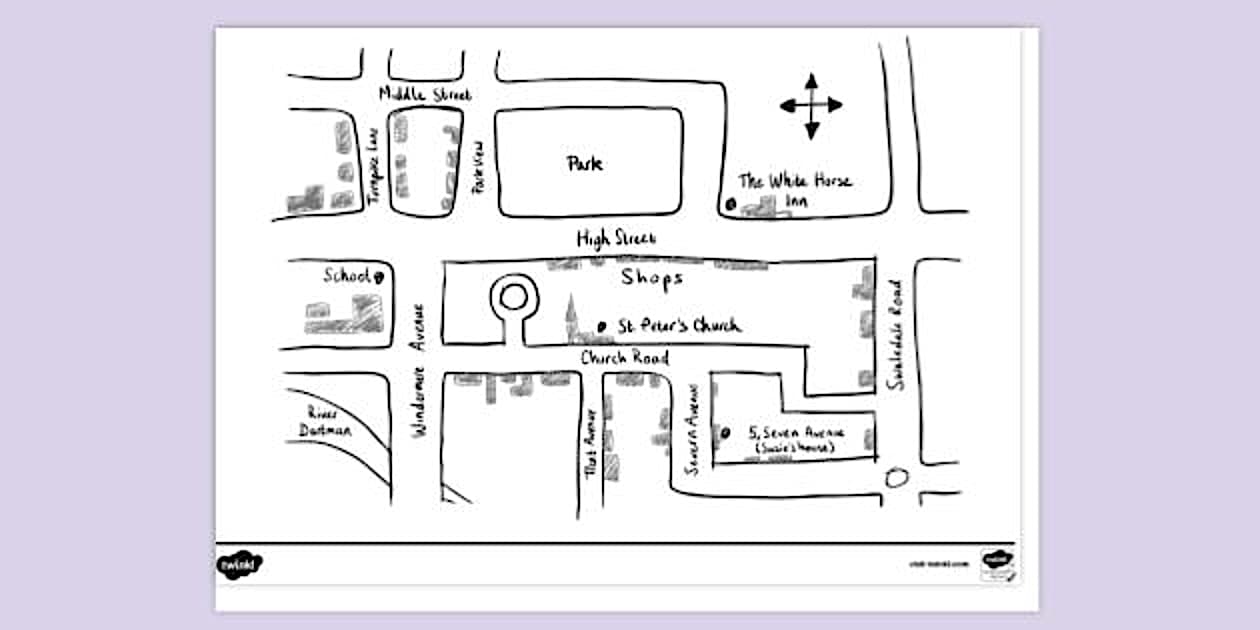 Sketch Map Colouring Sheet (teacher made) - Twinkl