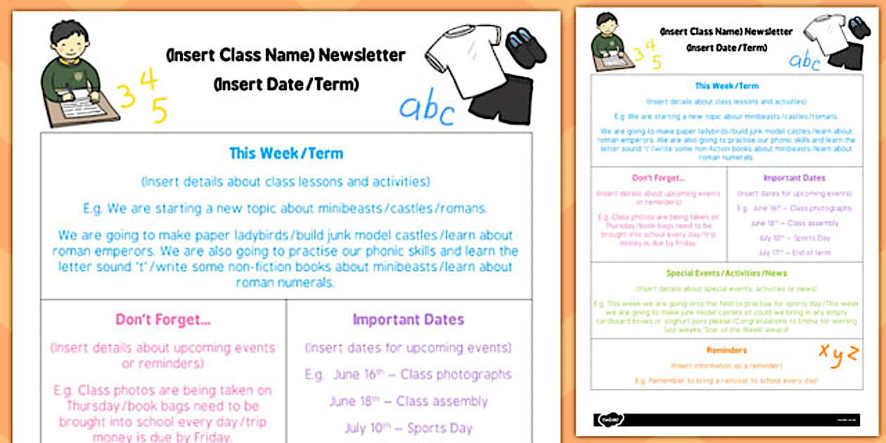 KS1 Editable Newsletter Template (teacher made) - Twinkl