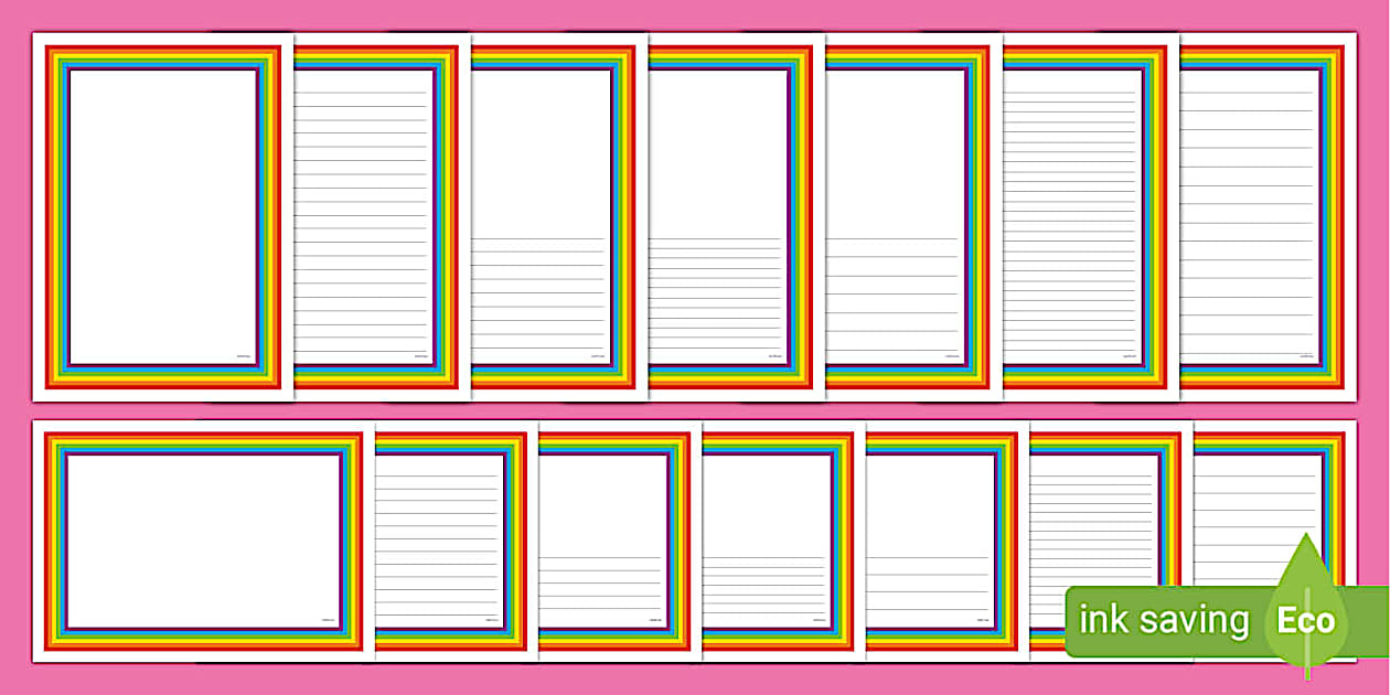 Rainbow Lined Paper | Rainbow Page Borders - Twinkl