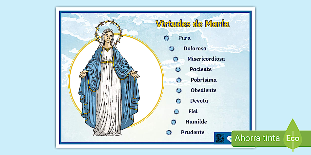 Afiche: Las virtudes de la Virgen María | Materiales Twinkl