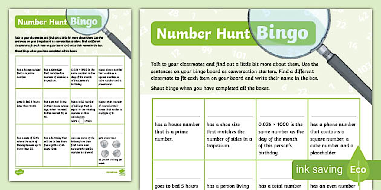 👉 UKS2 Maths Icebreaker Activity- Number Hunt Bingo