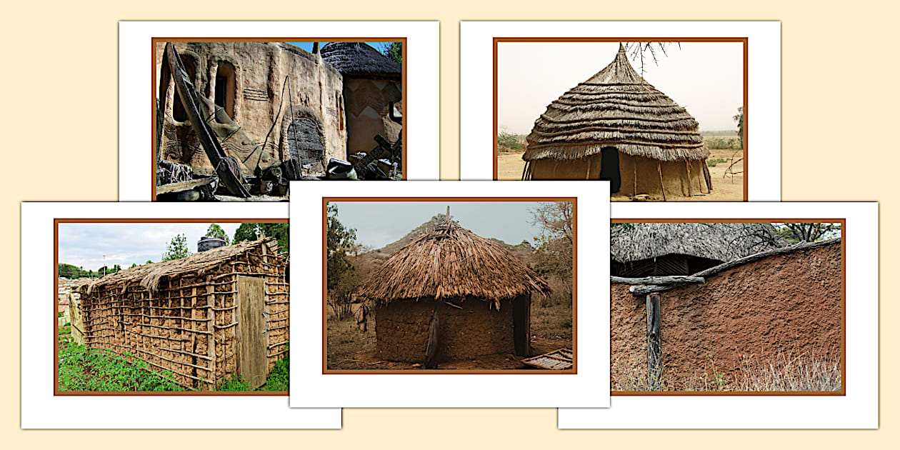Mud Huts Display Photos (teacher made) - Twinkl