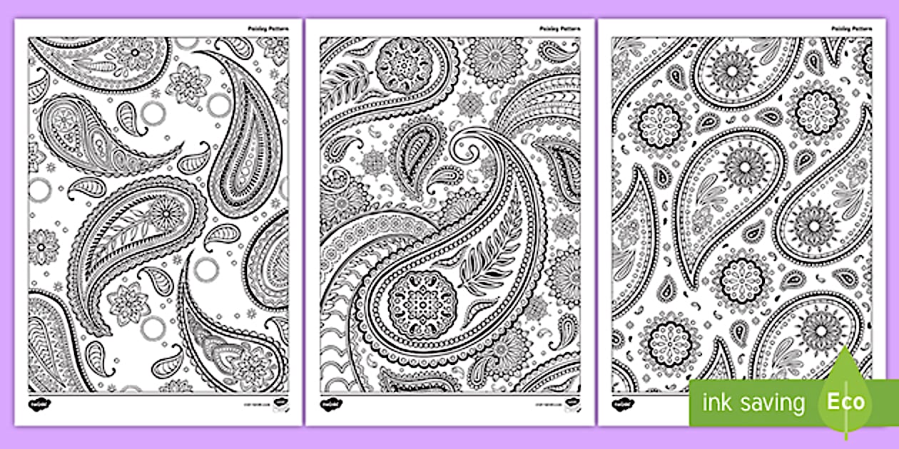 Paisley Pattern Mindfulness Colouring Page (teacher made)