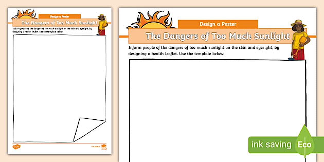 Design a Poster on the Dangers of Too Much Sunlight - Twinkl