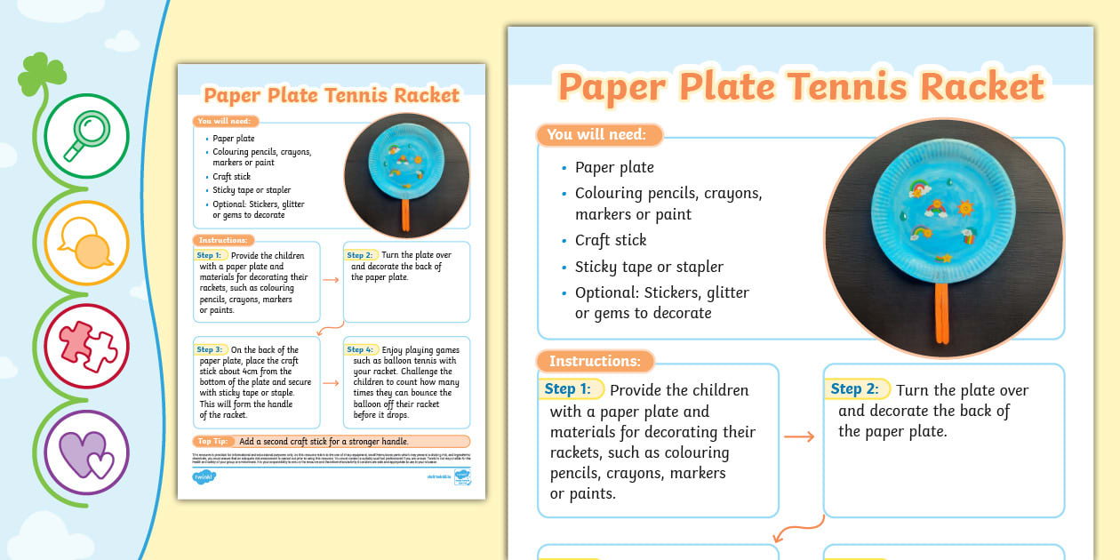 Paper Plate Tennis Racket (Teacher-Made) - Twinkl