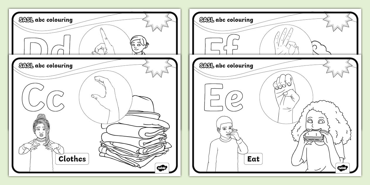 SASL ABC Colouring Sheets (Hecho por educadores) - Twinkl