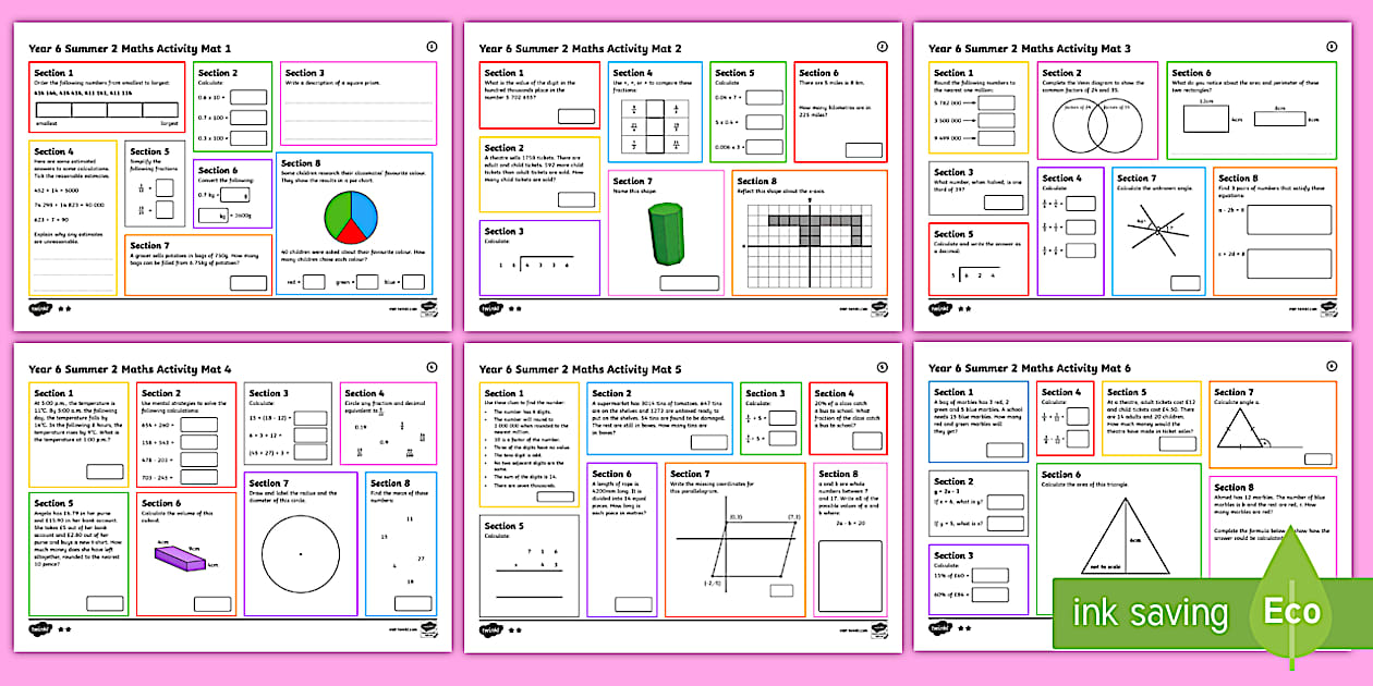 Year 6 Summer 2 Maths Activity Mats - Twinkl