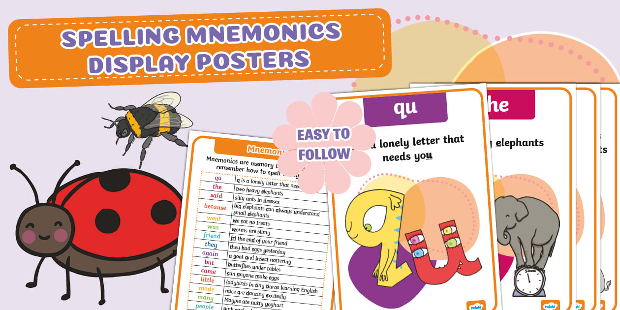 Spelling Mnemonics - List of Mnemonics and Posters - Twinkl