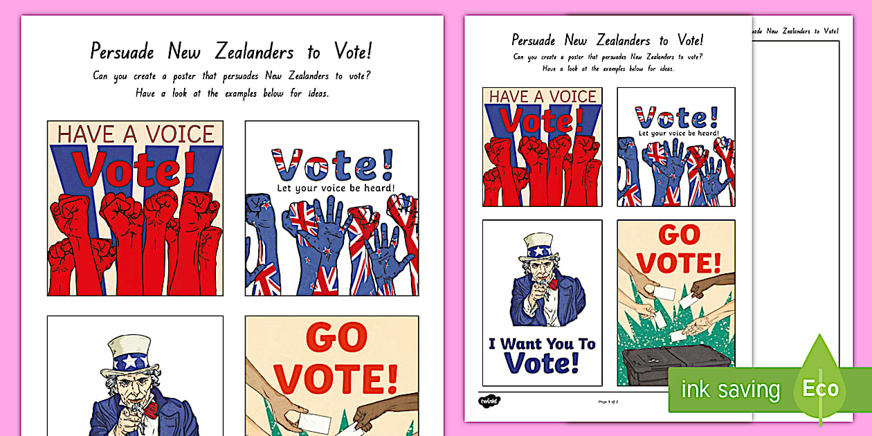 Persuade New Zealanders to Vote Poster Activity - Twinkl