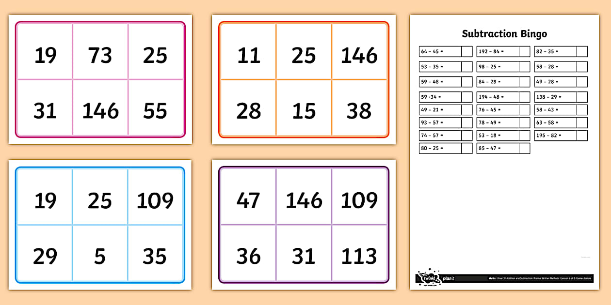 Subtraction Bingo Game | Maths Resources | Australia