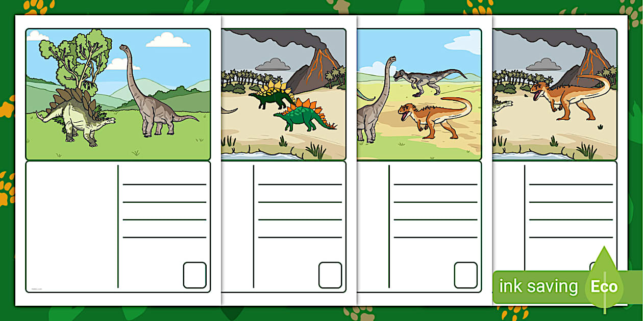 Dinosaur Postcards (teacher made) - Twinkl