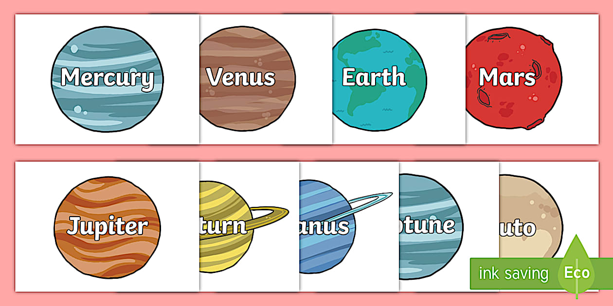 Free Planet Pictures and the Planet Names -Primary Resources