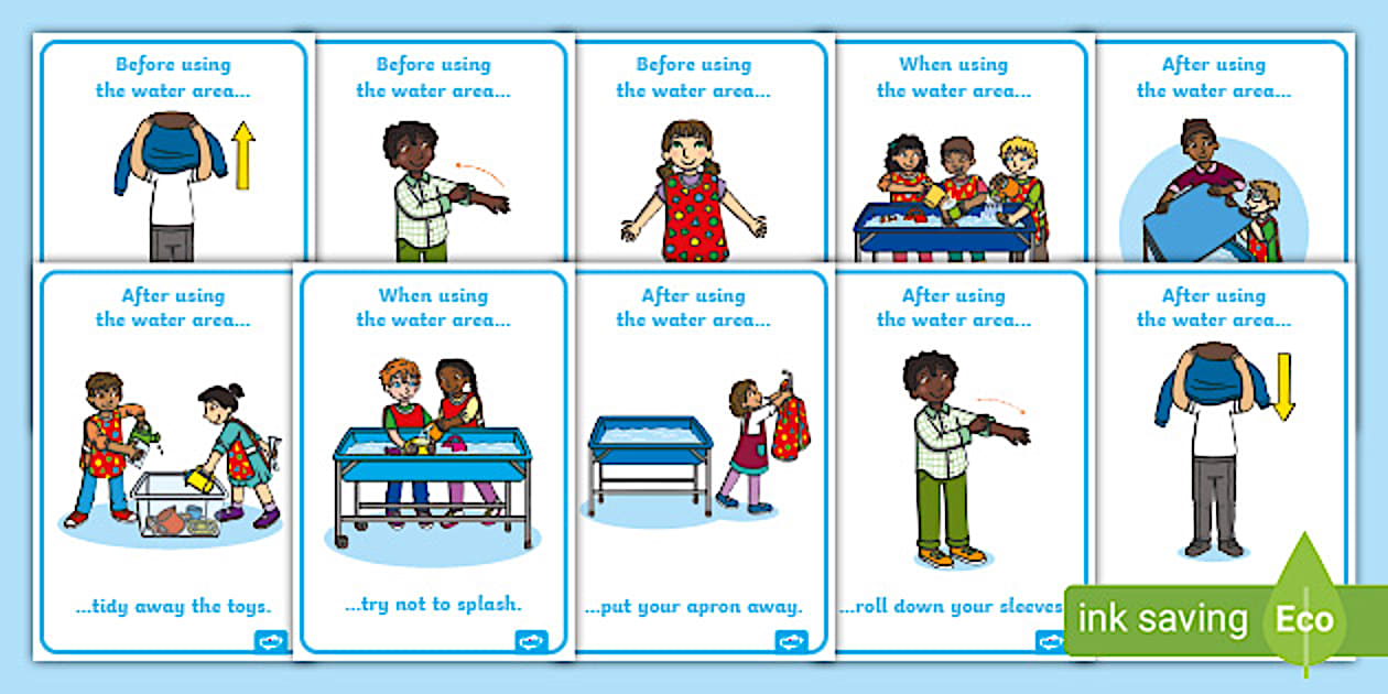 Cursive Water Area Rules Display Posters (teacher made)